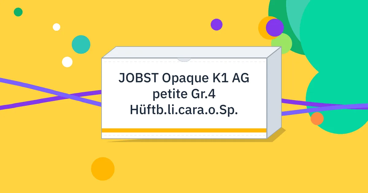 Symbolbild: Packung mit der Aufschrift JOBST Opaque K1 AG petite Gr.4 Hüftb.li.cara.o.Sp. (PZN 13097892) – Verfügbarkeit und Bezug in Apotheken in Frankfurt am Main
