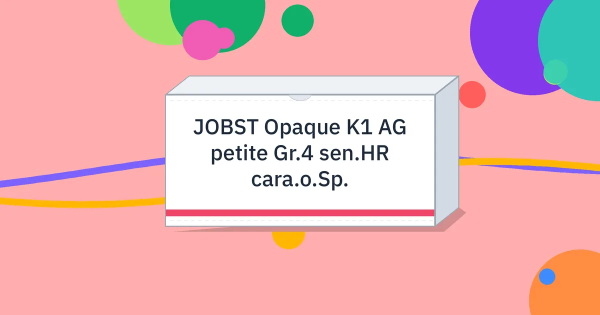 Symbolbild: Packung mit der Aufschrift JOBST Opaque K1 AG petite Gr.4 sen.HR cara.o.Sp. (PZN 13088887) – Verfügbarkeit und Bezug in Apotheken in Frankfurt am Main