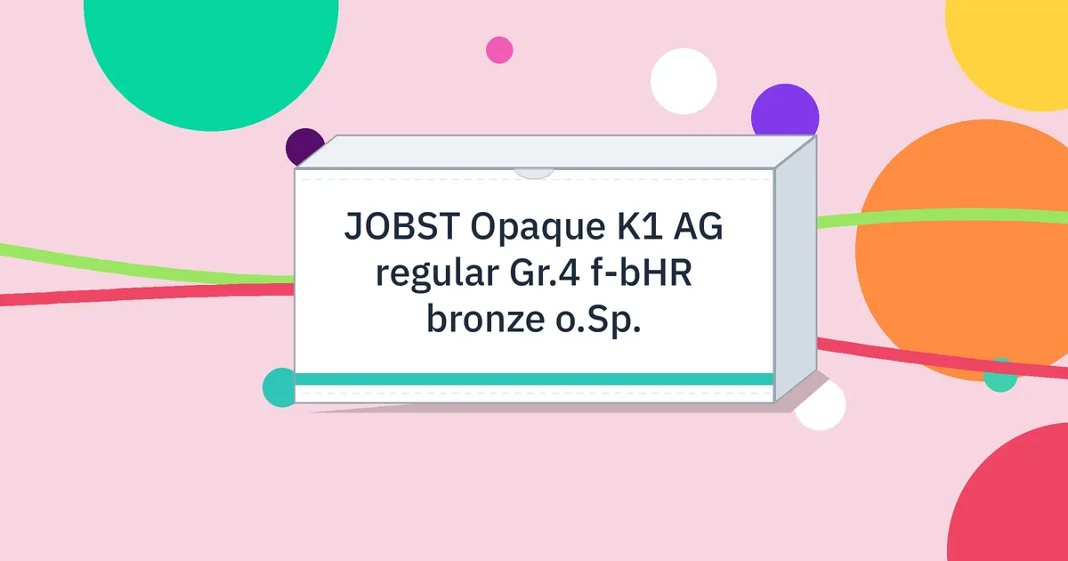 Symbolbild: Packung mit der Aufschrift JOBST Opaque K1 AG regular Gr.4 f-bHR bronze o.Sp. (PZN 13094391) – Verfügbarkeit und Bezug in Apotheken in Frankfurt am Main