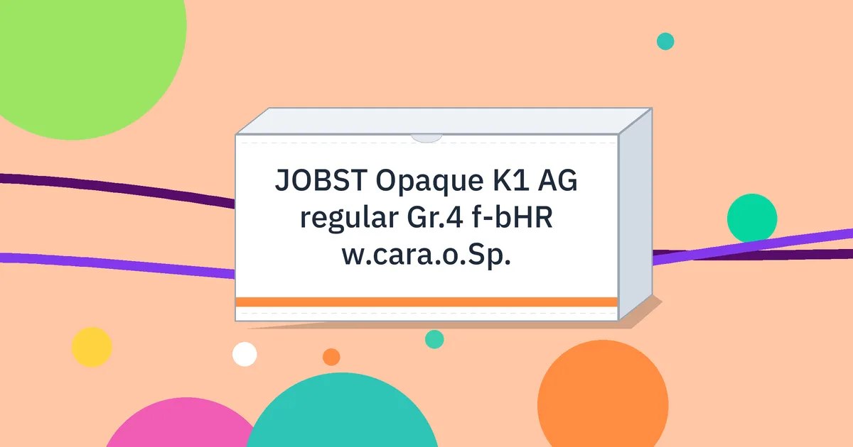 Symbolbild: Packung mit der Aufschrift JOBST Opaque K1 AG regular Gr.4 f-bHR w.cara.o.Sp. (PZN 13160538) – Verfügbarkeit und Bezug in Apotheken in Frankfurt am Main