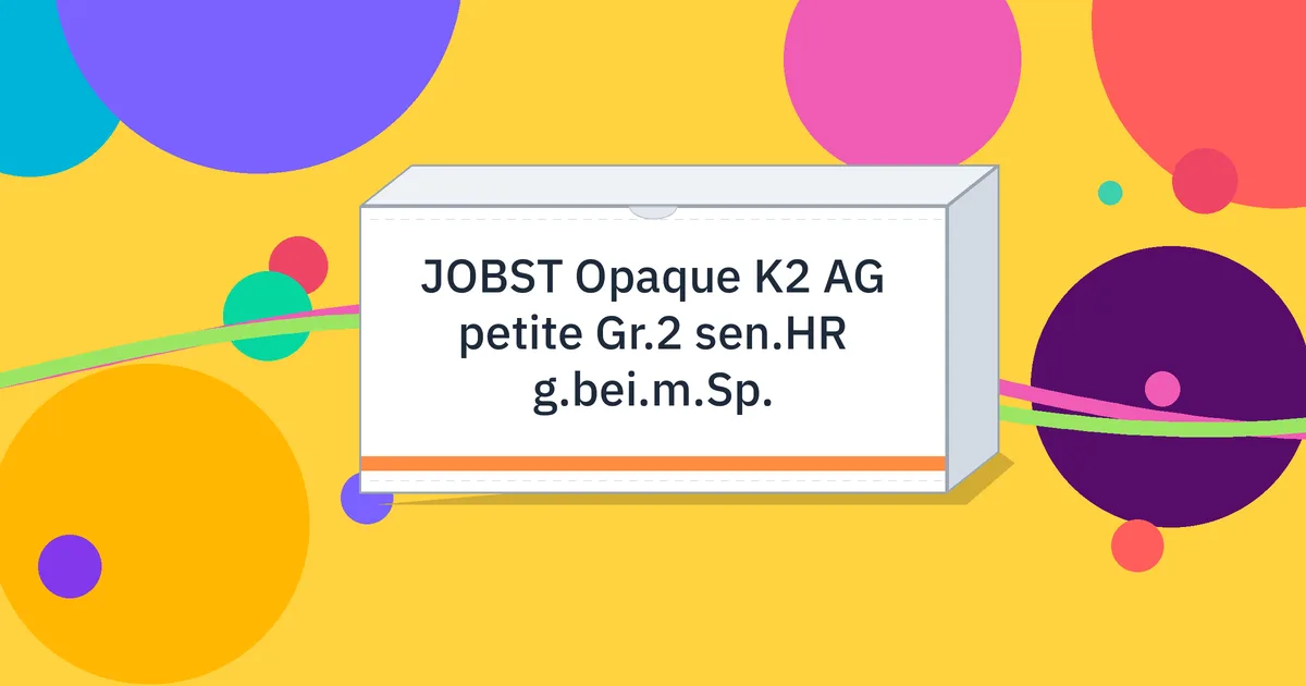 Symbolbild: Packung mit der Aufschrift JOBST Opaque K2 AG petite Gr.2 sen.HR g.bei.m.Sp. (PZN 16284181) – Verfügbarkeit und Bezug in Apotheken in Frankfurt am Main