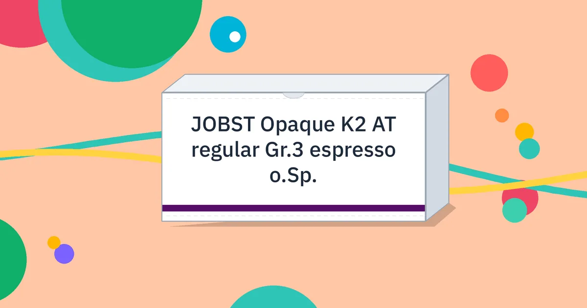 Symbolbild: Packung mit der Aufschrift JOBST Opaque K2 AT regular Gr.3 espresso o.Sp. (PZN 16289971) – Verfügbarkeit und Bezug in Apotheken in Frankfurt am Main