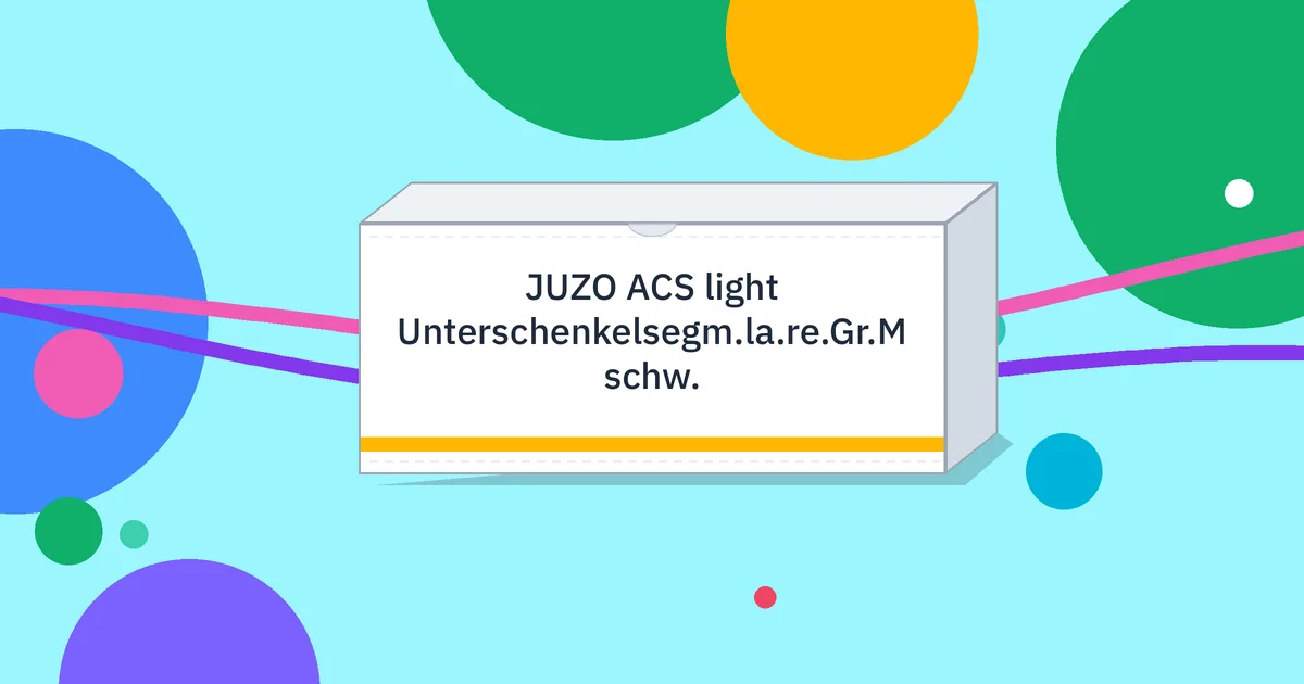 Symbolbild: Packung mit der Aufschrift JUZO ACS light Unterschenkelsegm.la.re.Gr.M schw. (PZN 13575771) – Verfügbarkeit und Bezug in Apotheken in Frankfurt am Main