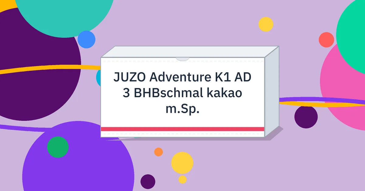 Symbolbild: Packung mit der Aufschrift JUZO Adventure K1 AD 3 BHBschmal kakao m.Sp. (PZN 15495941) – Verfügbarkeit und Bezug in Apotheken in Frankfurt am Main