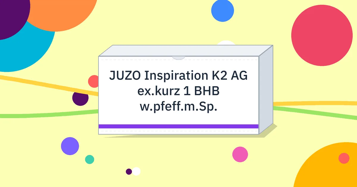 Symbolbild: Packung mit der Aufschrift JUZO Inspiration K2 AG ex.kurz 1 BHB w.pfeff.m.Sp. (PZN 14851084) – Verfügbarkeit und Bezug in Apotheken in Frankfurt am Main