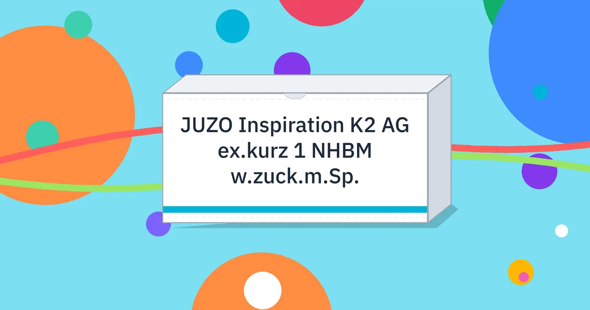 Symbolbild: Packung mit der Aufschrift JUZO Inspiration K2 AG ex.kurz 1 NHBM w.zuck.m.Sp. (PZN 14962027) – Verfügbarkeit und Bezug in Apotheken in Frankfurt am Main