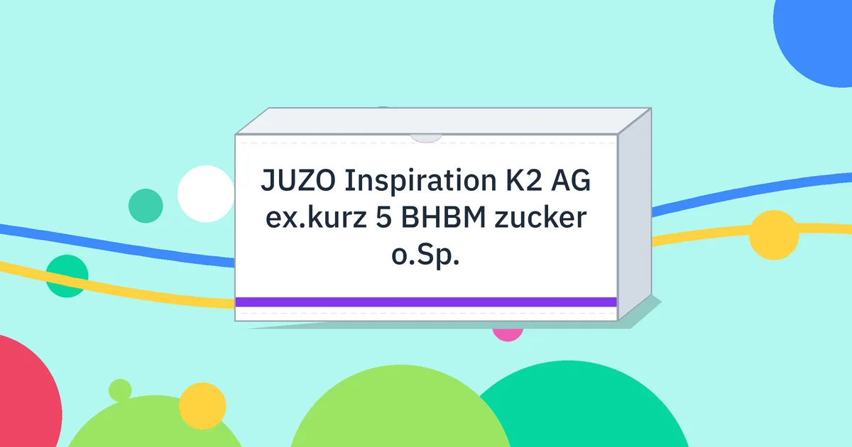 Symbolbild: Packung mit der Aufschrift JUZO Inspiration K2 AG ex.kurz 5 BHBM zucker o.Sp. (PZN 14877770) – Verfügbarkeit und Bezug in Apotheken in Frankfurt am Main