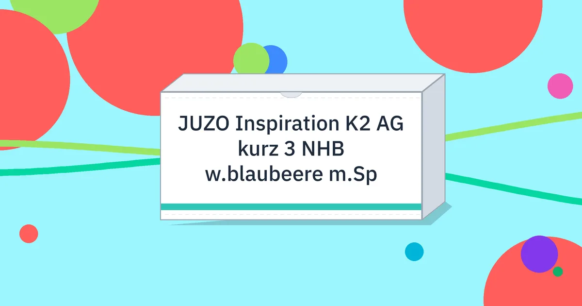 Symbolbild: Packung mit der Aufschrift JUZO Inspiration K2 AG kurz 3 NHB w.blaubeere m.Sp (PZN 14948317) – Verfügbarkeit und Bezug in Apotheken in Frankfurt am Main