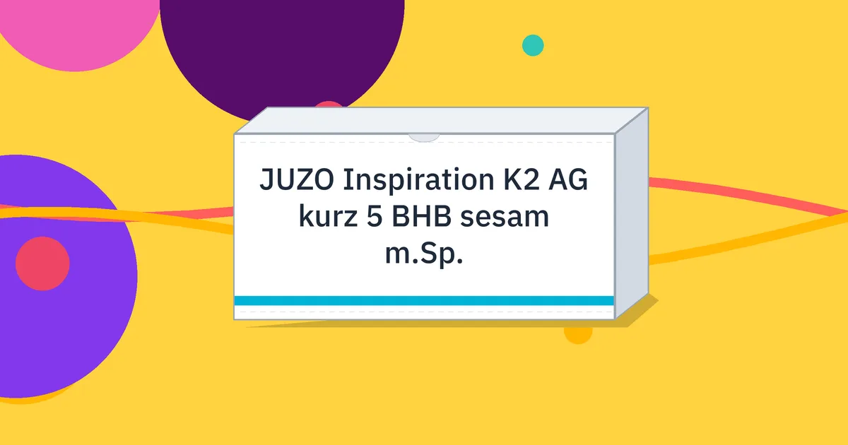 Symbolbild: Packung mit der Aufschrift JUZO Inspiration K2 AG kurz 5 BHB sesam m.Sp. (PZN 14834128) – Verfügbarkeit und Bezug in Apotheken in Frankfurt am Main