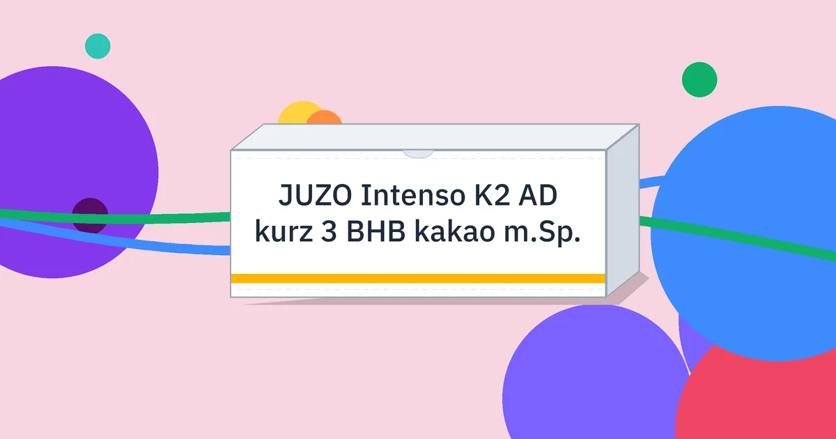 Symbolbild: Packung mit der Aufschrift JUZO Intenso K2 AD kurz 3 BHB kakao m.Sp. (PZN 18614777) – Verfügbarkeit und Bezug in Apotheken in Frankfurt am Main