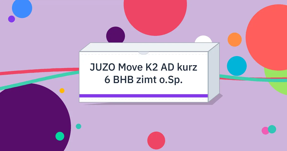 Symbolbild: Packung mit der Aufschrift JUZO Move K2 AD kurz 6 BHB zimt o.Sp. (PZN 18509655) – Verfügbarkeit und Bezug in Apotheken in Frankfurt am Main