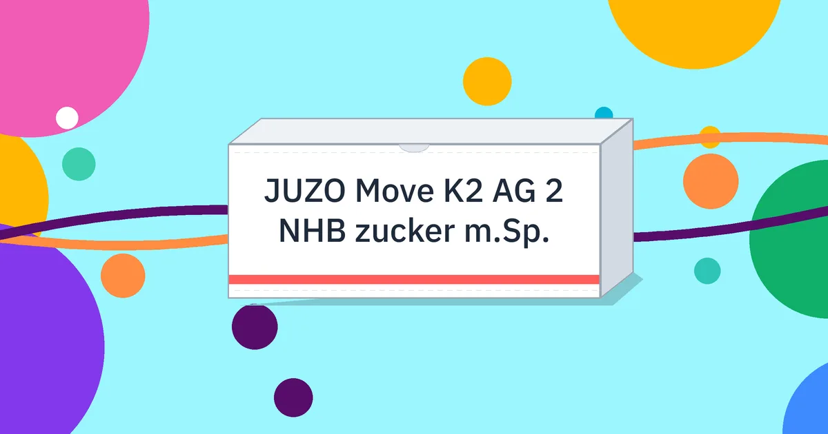 Symbolbild: Packung mit der Aufschrift JUZO Move K2 AG 2 NHB zucker m.Sp. (PZN 18523661) – Verfügbarkeit und Bezug in Apotheken in Frankfurt am Main