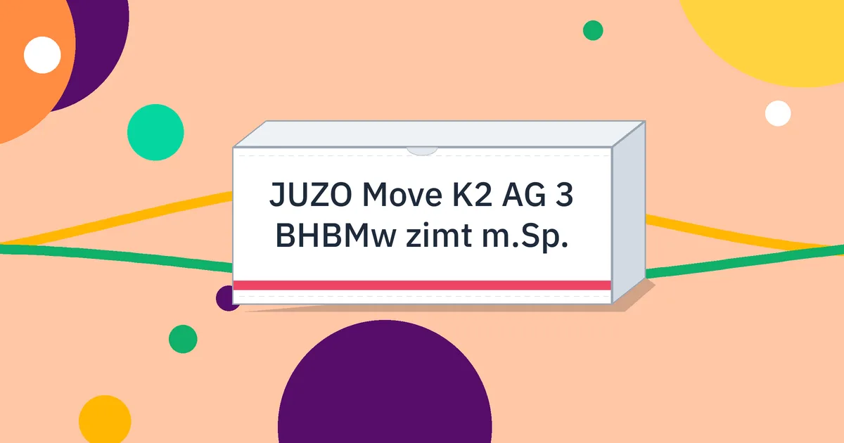 Symbolbild: Packung mit der Aufschrift JUZO Move K2 AG 3 BHBMw zimt m.Sp. (PZN 18524838) – Verfügbarkeit und Bezug in Apotheken in Frankfurt am Main