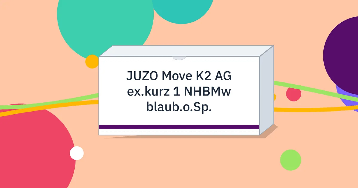 Symbolbild: Packung mit der Aufschrift JUZO Move K2 AG ex.kurz 1 NHBMw blaub.o.Sp. (PZN 18564973) – Verfügbarkeit und Bezug in Apotheken in Frankfurt am Main