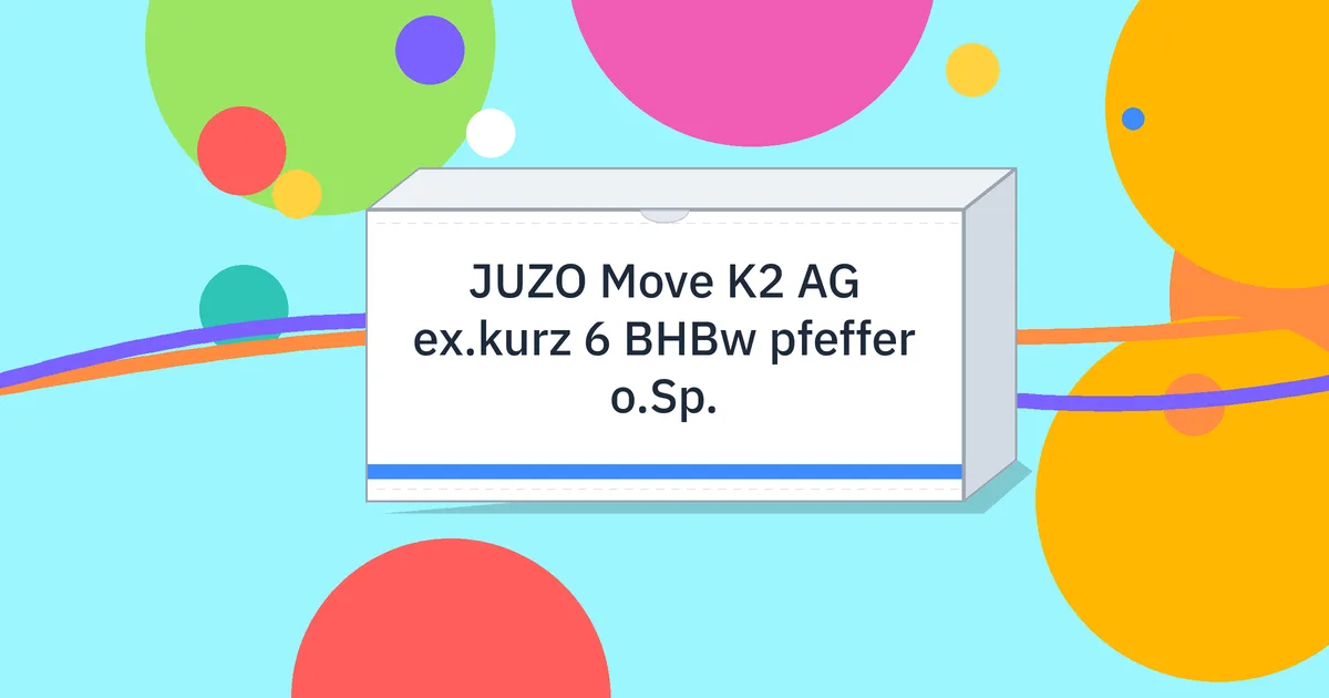Symbolbild: Packung mit der Aufschrift JUZO Move K2 AG ex.kurz 6 BHBw pfeffer o.Sp. (PZN 16646164) – Verfügbarkeit und Bezug in Apotheken in Frankfurt am Main