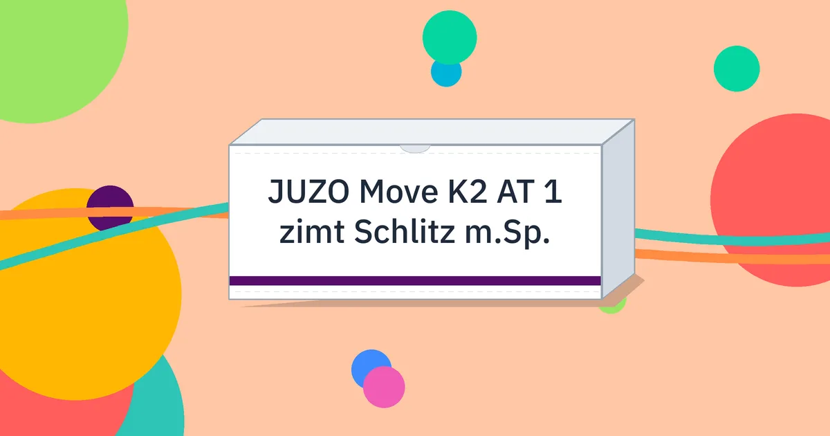 Symbolbild: Packung mit der Aufschrift JUZO Move K2 AT 1 zimt Schlitz m.Sp. (PZN 20668616) – Verfügbarkeit und Bezug in Apotheken in Frankfurt am Main