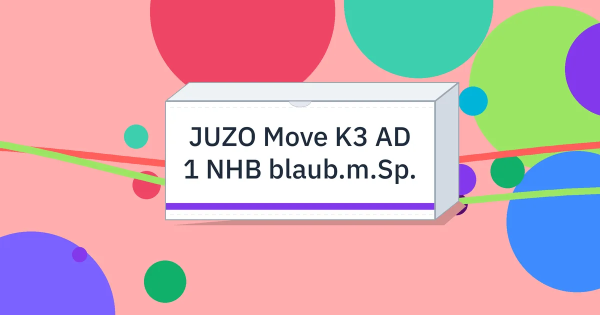 Symbolbild: Packung mit der Aufschrift JUZO Move K3 AD 1 NHB blaub.m.Sp. (PZN 18570672) – Verfügbarkeit und Bezug in Apotheken in Frankfurt am Main