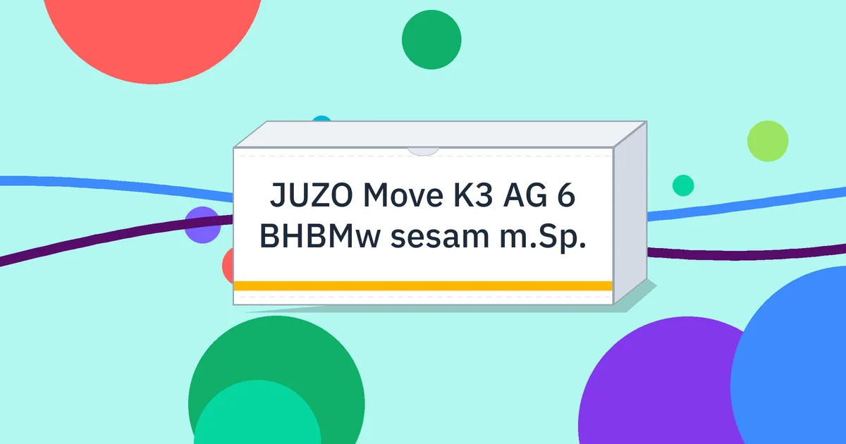 Symbolbild: Packung mit der Aufschrift JUZO Move K3 AG 6 BHBMw sesam m.Sp. (PZN 18576404) – Verfügbarkeit und Bezug in Apotheken in Frankfurt am Main