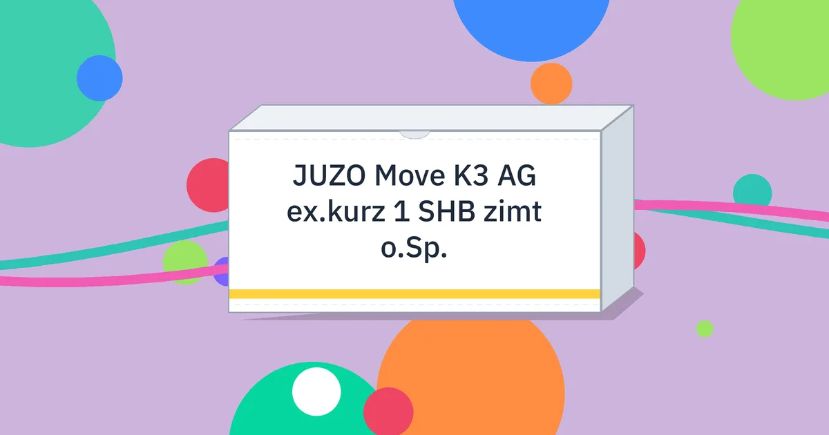 Symbolbild: Packung mit der Aufschrift JUZO Move K3 AG ex.kurz 1 SHB zimt o.Sp. (PZN 18585283) – Verfügbarkeit und Bezug in Apotheken in Frankfurt am Main