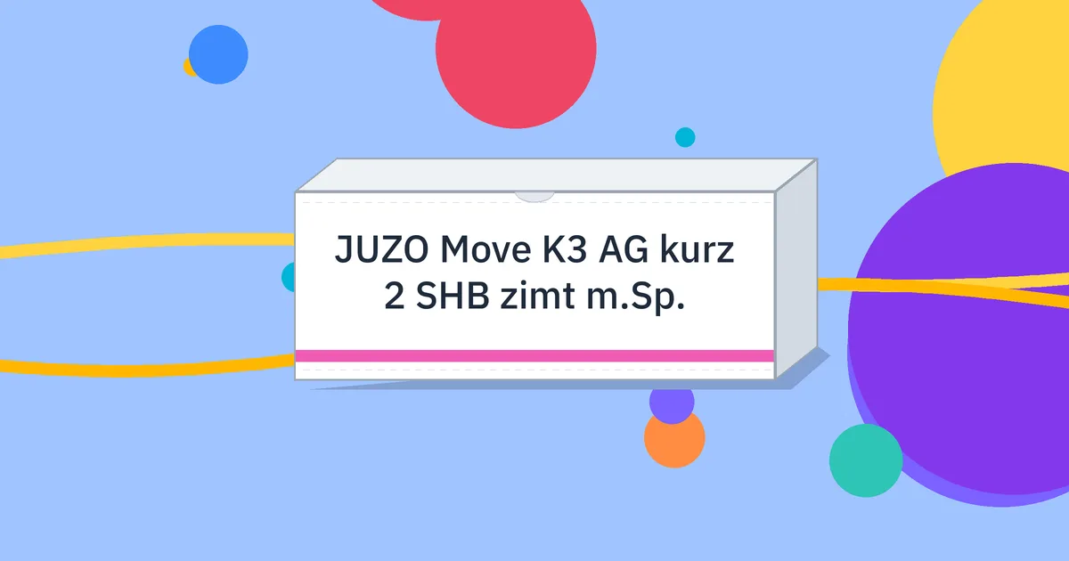 Symbolbild: Packung mit der Aufschrift JUZO Move K3 AG kurz 2 SHB zimt m.Sp. (PZN 18579325) – Verfügbarkeit und Bezug in Apotheken in Frankfurt am Main