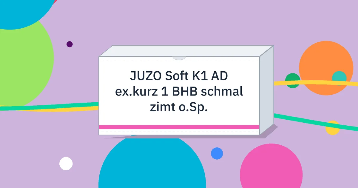 Symbolbild: Packung mit der Aufschrift JUZO Soft K1 AD ex.kurz 1 BHB schmal zimt o.Sp. (PZN 15464219) – Verfügbarkeit und Bezug in Apotheken in Frankfurt am Main