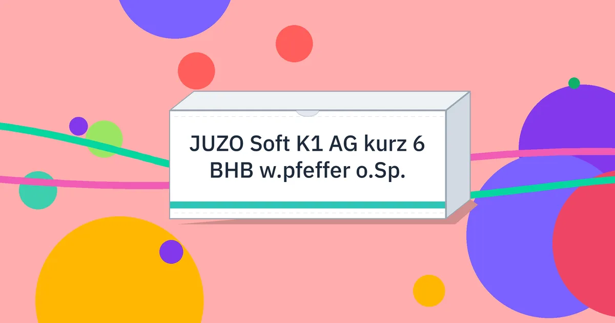 Symbolbild: Packung mit der Aufschrift JUZO Soft K1 AG kurz 6 BHB w.pfeffer o.Sp. (PZN 14838617) – Verfügbarkeit und Bezug in Apotheken in Frankfurt am Main