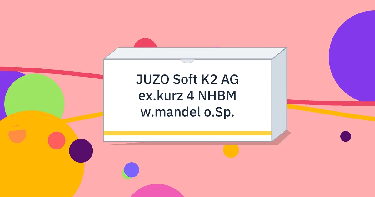Symbolbild: Packung mit der Aufschrift JUZO Soft K2 AG ex.kurz 4 NHBM w.mandel o.Sp. (PZN 15022326) – Verfügbarkeit und Bezug in Apotheken in Frankfurt am Main