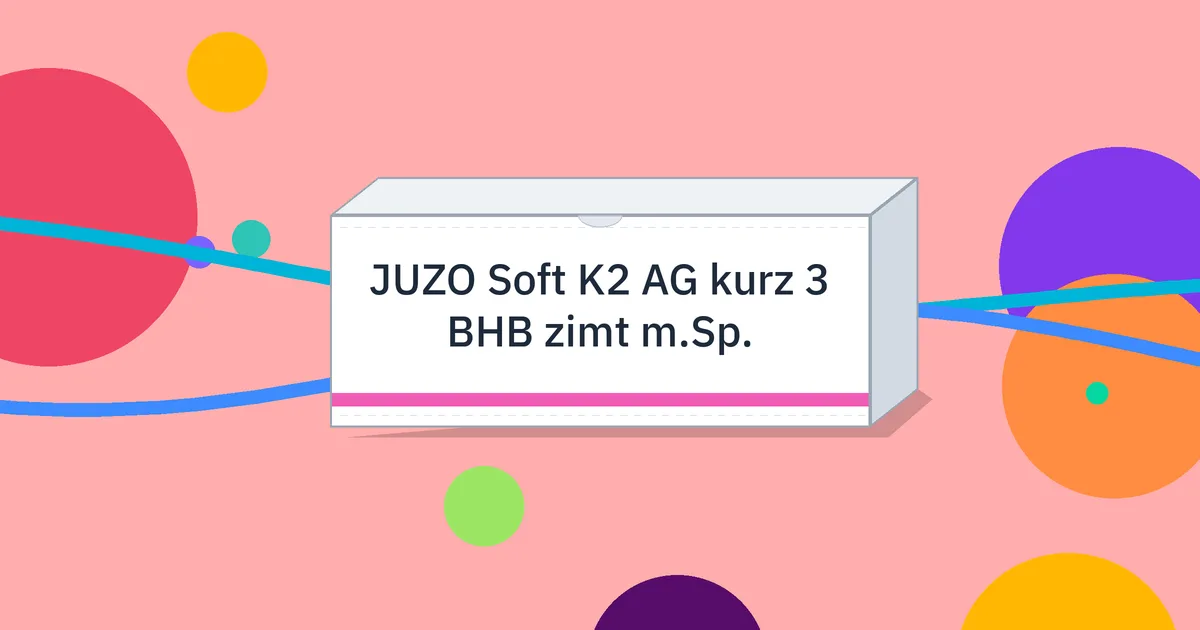 Symbolbild: Packung mit der Aufschrift JUZO Soft K2 AG kurz 3 BHB zimt m.Sp. (PZN 14826028) – Verfügbarkeit und Bezug in Apotheken in Frankfurt am Main