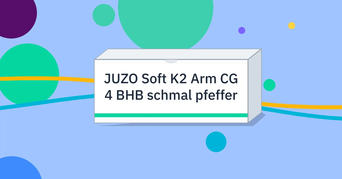 Symbolbild: Packung mit der Aufschrift JUZO Soft K2 Arm CG 4 BHB schmal pfeffer (PZN 15511284) – Verfügbarkeit und Bezug in Apotheken in Frankfurt am Main