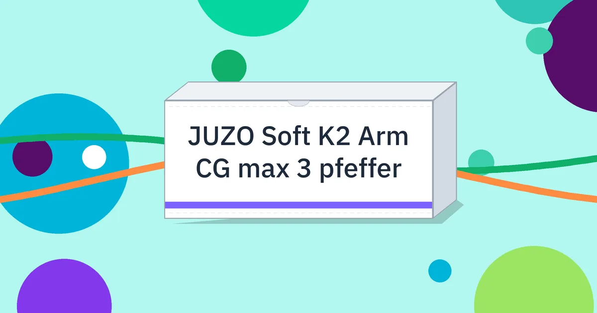 Symbolbild: Packung mit der Aufschrift JUZO Soft K2 Arm CG max 3 pfeffer (PZN 15513745) – Verfügbarkeit und Bezug in Apotheken in Frankfurt am Main