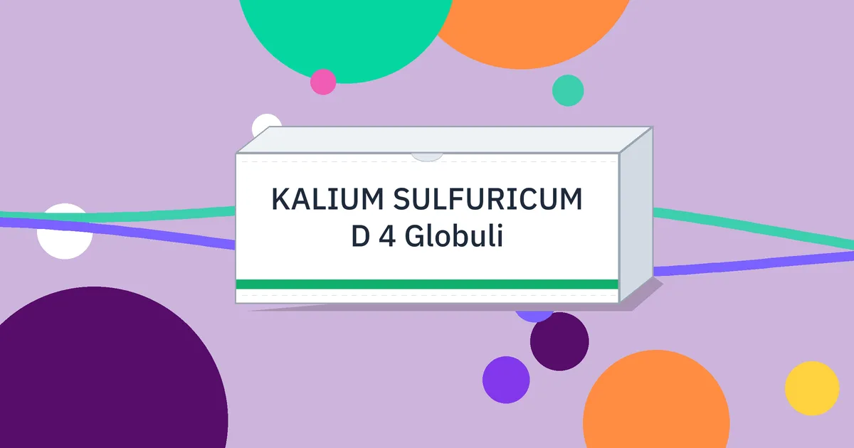Symbolbild: Packung mit der Aufschrift KALIUM SULFURICUM D 4 Globuli (PZN 04223211) – Verfügbarkeit und Bezug in Apotheken in Frankfurt am Main