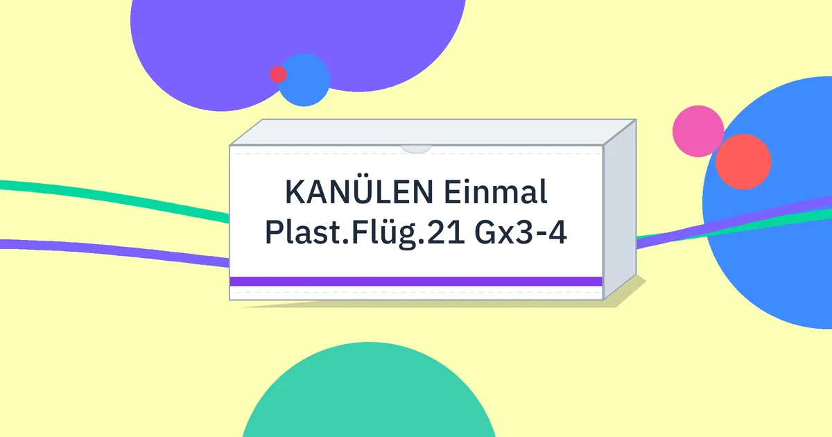 Symbolbild: Packung mit der Aufschrift KANÜLEN Einmal Plast.Flüg.21 Gx3-4 (PZN 02440849) – Verfügbarkeit und Bezug in Apotheken in Frankfurt am Main