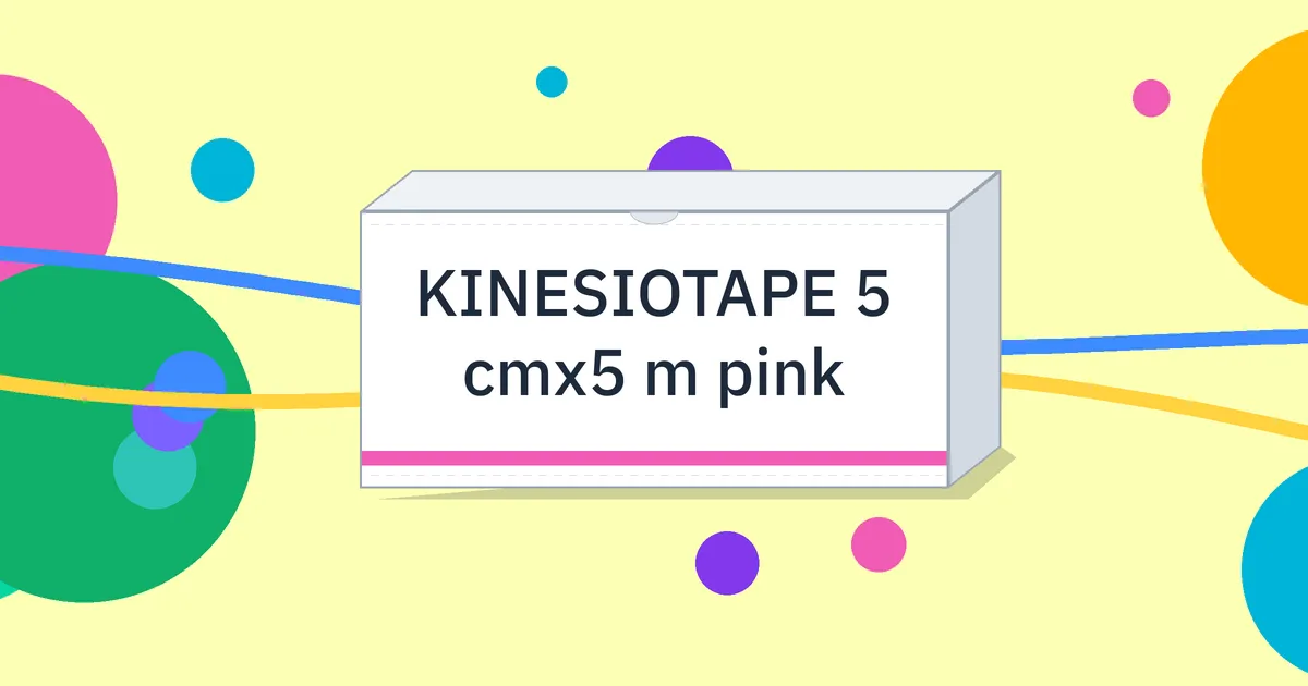 Symbolbild: Packung mit der Aufschrift KINESIOTAPE 5 cmx5 m pink (PZN 14304991) – Verfügbarkeit und Bezug in Apotheken in Frankfurt am Main