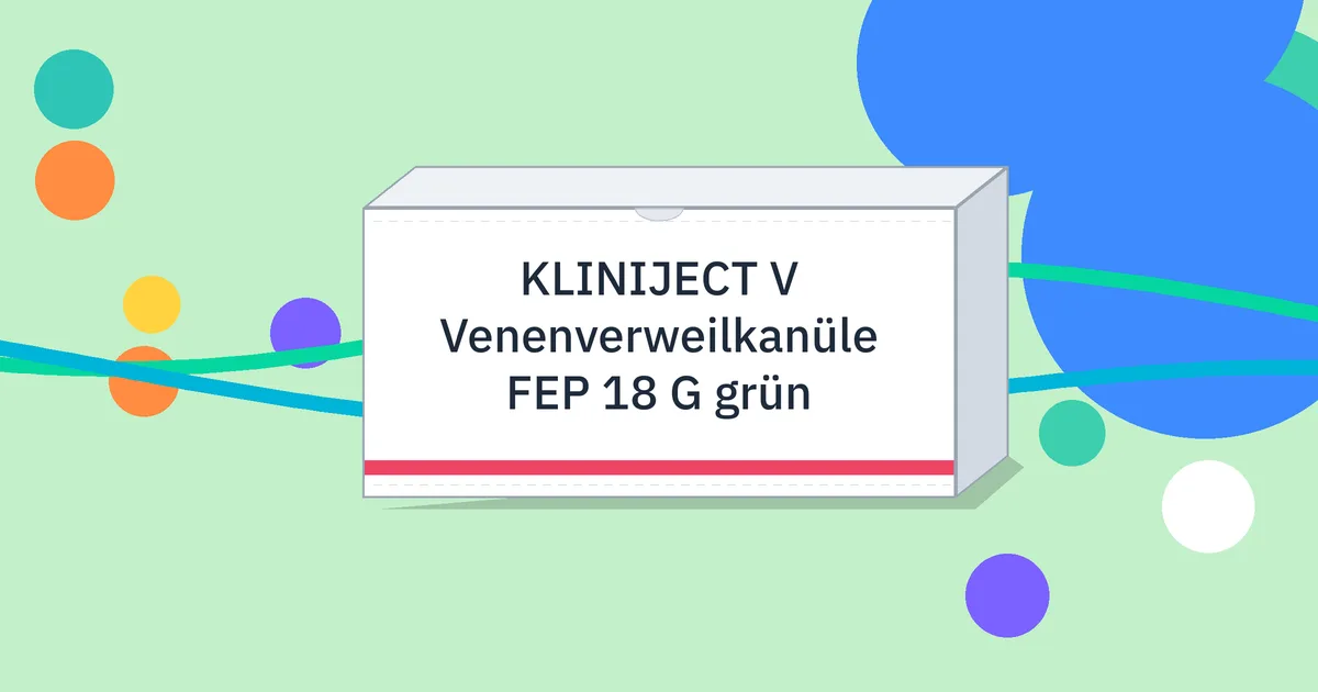 Symbolbild: Packung mit der Aufschrift KLINIJECT V Venenverweilkanüle FEP 18 G grün (PZN 00367551) – Verfügbarkeit und Bezug in Apotheken in Frankfurt am Main
