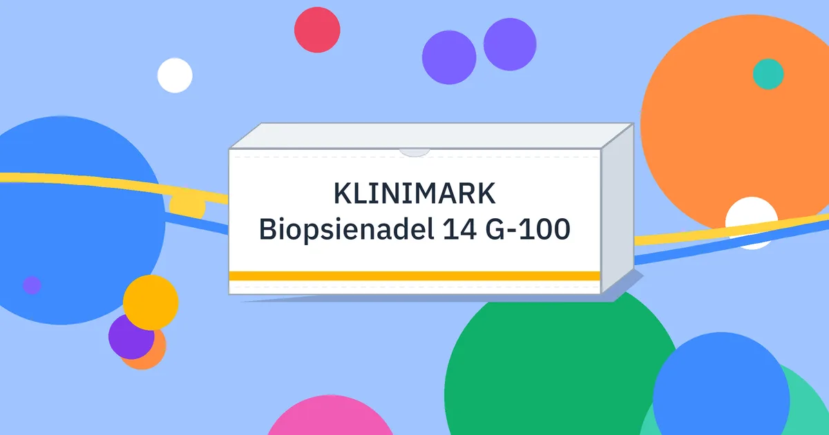 Symbolbild: Packung mit der Aufschrift KLINIMARK Biopsienadel 14 G-100 (PZN 09063077) – Verfügbarkeit und Bezug in Apotheken in Frankfurt am Main