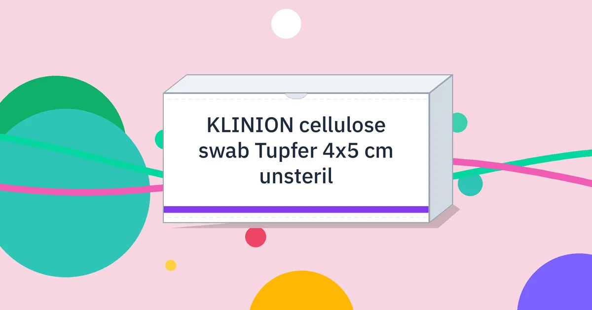 Symbolbild: Packung mit der Aufschrift KLINION cellulose swab Tupfer 4x5 cm unsteril (PZN 15878725) – Verfügbarkeit und Bezug in Apotheken in Frankfurt am Main