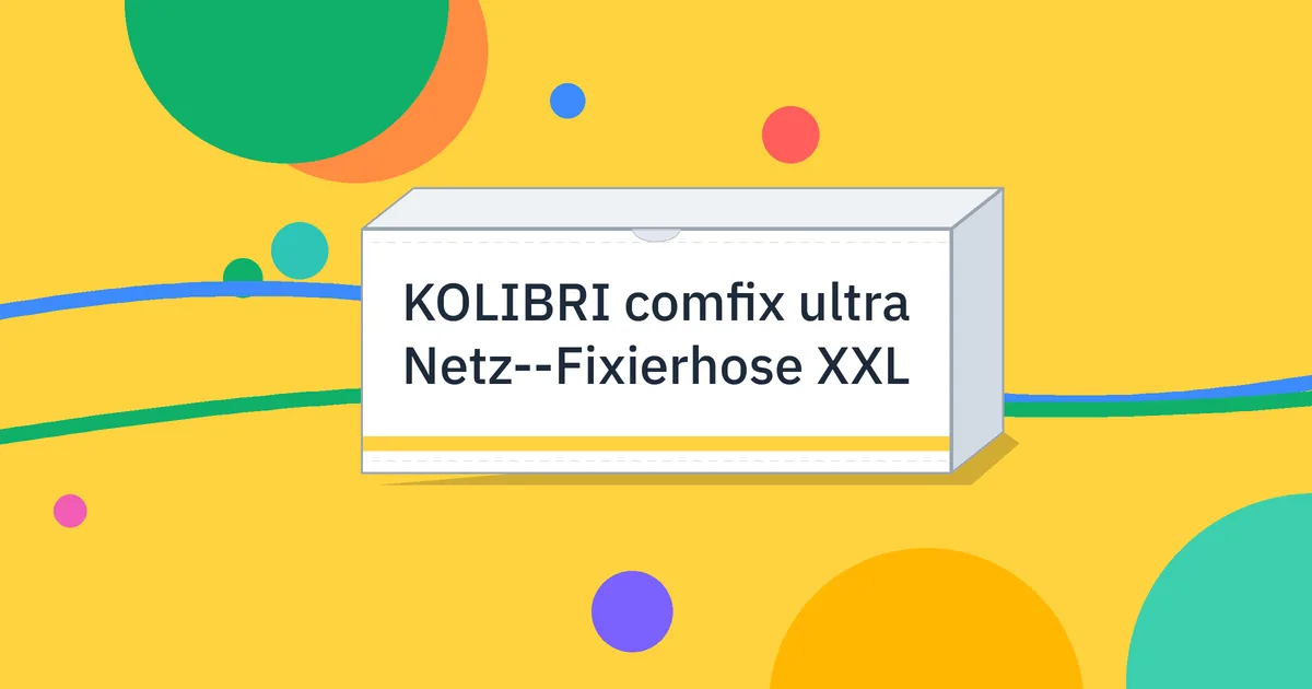 Symbolbild: Packung mit der Aufschrift KOLIBRI comfix ultra Netz--Fixierhose XXL (PZN 12498873) – Verfügbarkeit und Bezug in Apotheken in Frankfurt am Main