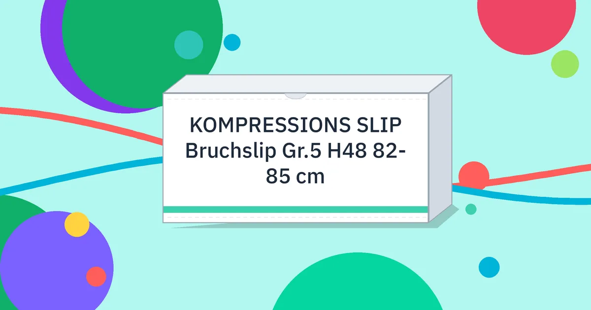 Symbolbild: Packung mit der Aufschrift KOMPRESSIONS SLIP Bruchslip Gr.5 H48 82-85 cm (PZN 07002309) – Verfügbarkeit und Bezug in Apotheken in Frankfurt am Main