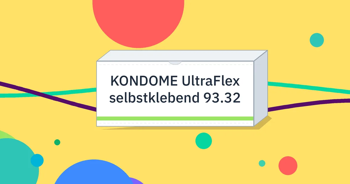 Symbolbild: Packung mit der Aufschrift KONDOME UltraFlex selbstklebend 93.32 (PZN 07234652) – Verfügbarkeit und Bezug in Apotheken in Frankfurt am Main