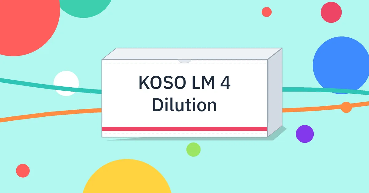 Symbolbild: Packung mit der Aufschrift KOSO LM 4 Dilution (PZN 13519784) – Verfügbarkeit und Bezug in Apotheken in Frankfurt am Main
