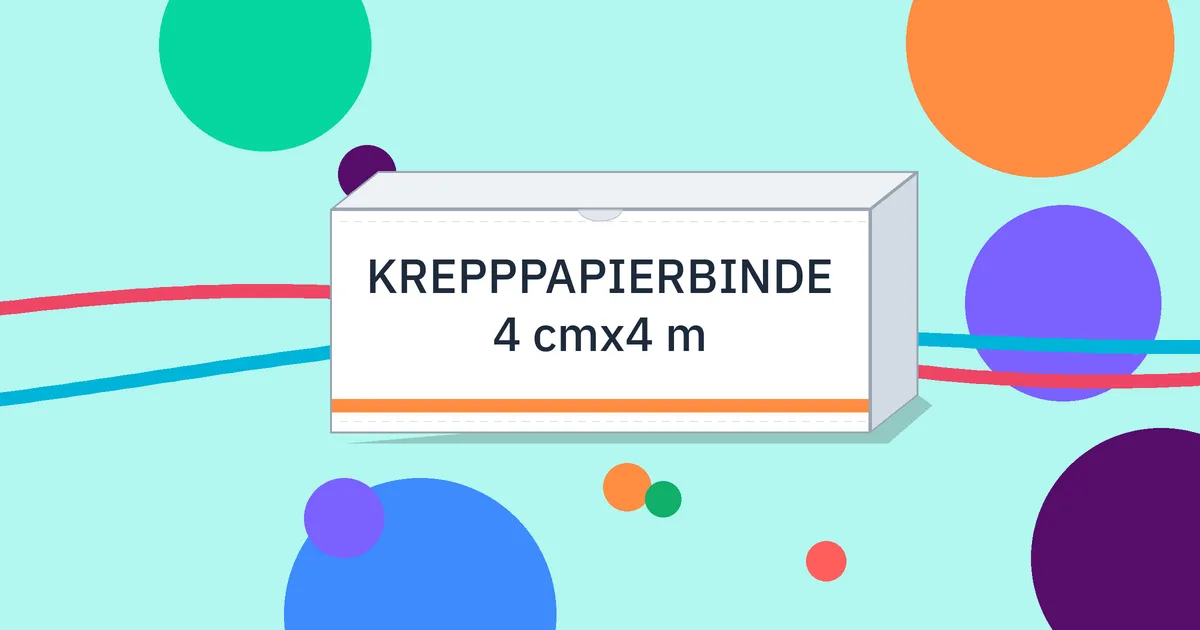 Symbolbild: Packung mit der Aufschrift KREPPPAPIERBINDE 4 cmx4 m (PZN 01225669) – Verfügbarkeit und Bezug in Apotheken in Frankfurt am Main