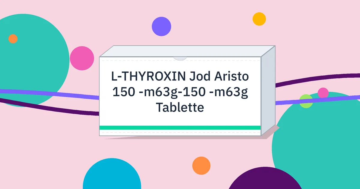 Symbolbild: Packung mit der Aufschrift L-THYROXIN Jod Aristo 150 -m63g-150 -m63g Tablette (PZN 03419573) – Verfügbarkeit und Bezug in Apotheken in Frankfurt am Main
