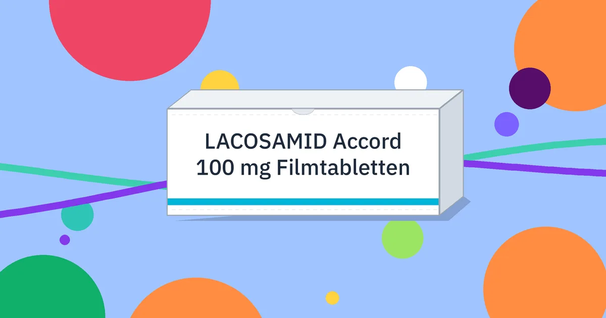 Symbolbild: Packung mit der Aufschrift LACOSAMID Accord 100 mg Filmtabletten (PZN 19441669) – Verfügbarkeit und Bezug in Apotheken in Frankfurt am Main