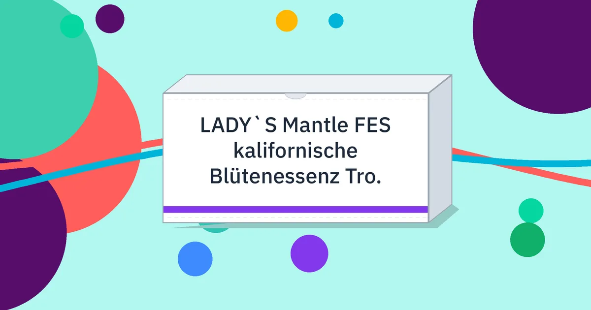 Symbolbild: Packung mit der Aufschrift LADY`S Mantle FES kalifornische Blütenessenz Tro. (PZN 18809914) – Verfügbarkeit und Bezug in Apotheken in Frankfurt am Main