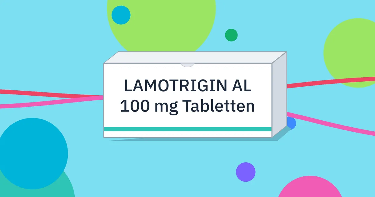 Symbolbild: Packung mit der Aufschrift LAMOTRIGIN AL 100 mg Tabletten (PZN 04192427) – Verfügbarkeit und Bezug in Apotheken in Frankfurt am Main