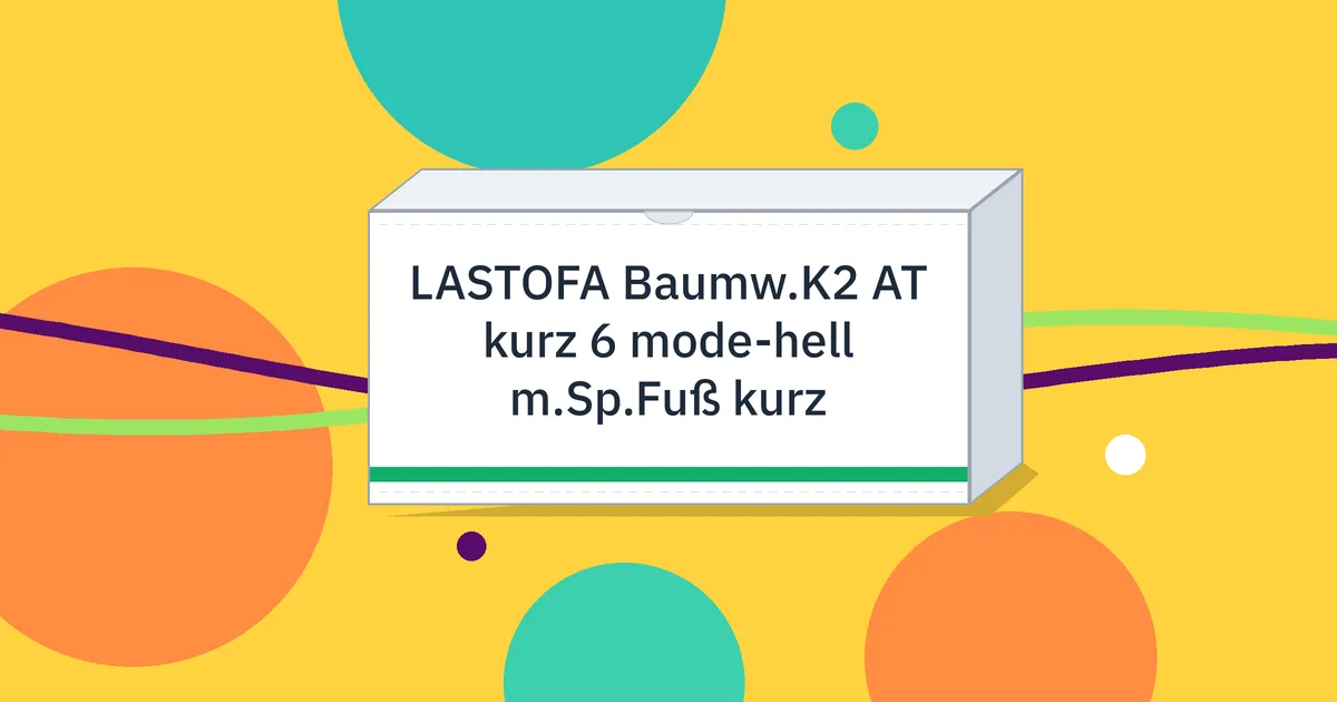 Symbolbild: Packung mit der Aufschrift LASTOFA Baumw.K2 AT kurz 6 mode-hell m.Sp.Fuß kurz (PZN 01951967) – Verfügbarkeit und Bezug in Apotheken in Frankfurt am Main