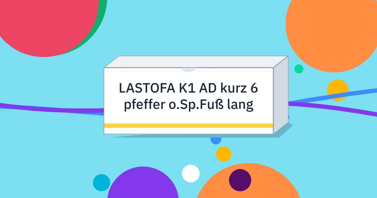 Symbolbild: Packung mit der Aufschrift LASTOFA K1 AD kurz 6 pfeffer o.Sp.Fuß lang (PZN 14146931) – Verfügbarkeit und Bezug in Apotheken in Frankfurt am Main