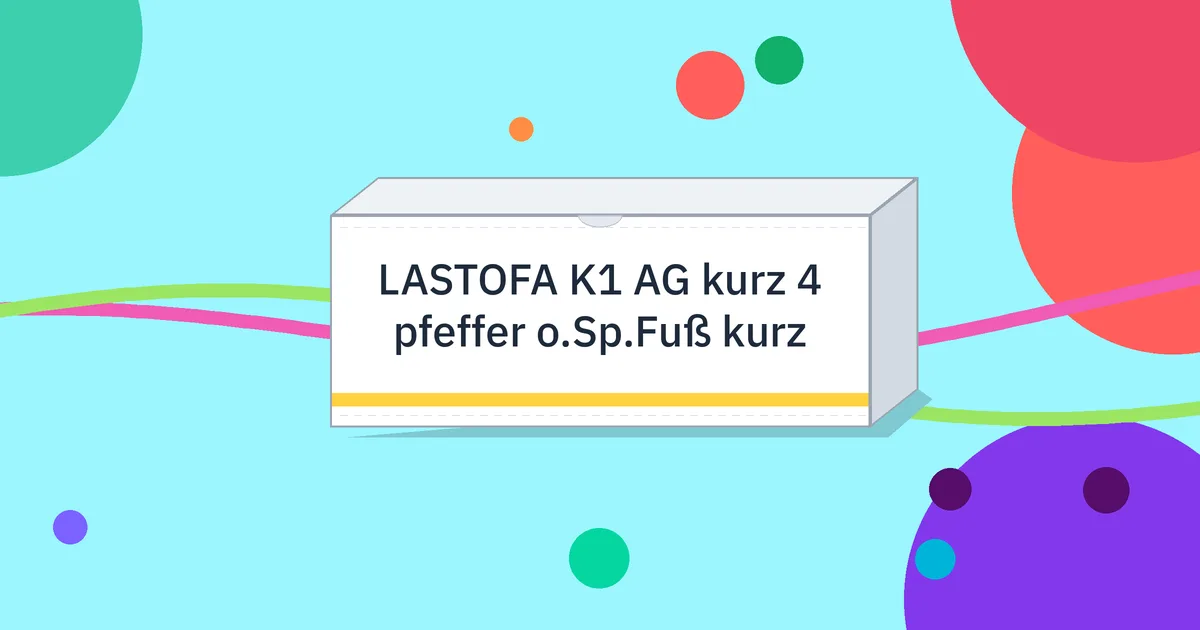 Symbolbild: Packung mit der Aufschrift LASTOFA K1 AG kurz 4 pfeffer o.Sp.Fuß kurz (PZN 13792729) – Verfügbarkeit und Bezug in Apotheken in Frankfurt am Main