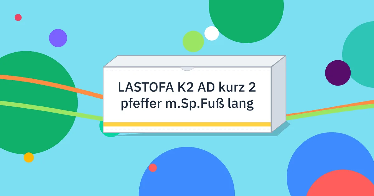 Symbolbild: Packung mit der Aufschrift LASTOFA K2 AD kurz 2 pfeffer m.Sp.Fuß lang (PZN 13800067) – Verfügbarkeit und Bezug in Apotheken in Frankfurt am Main