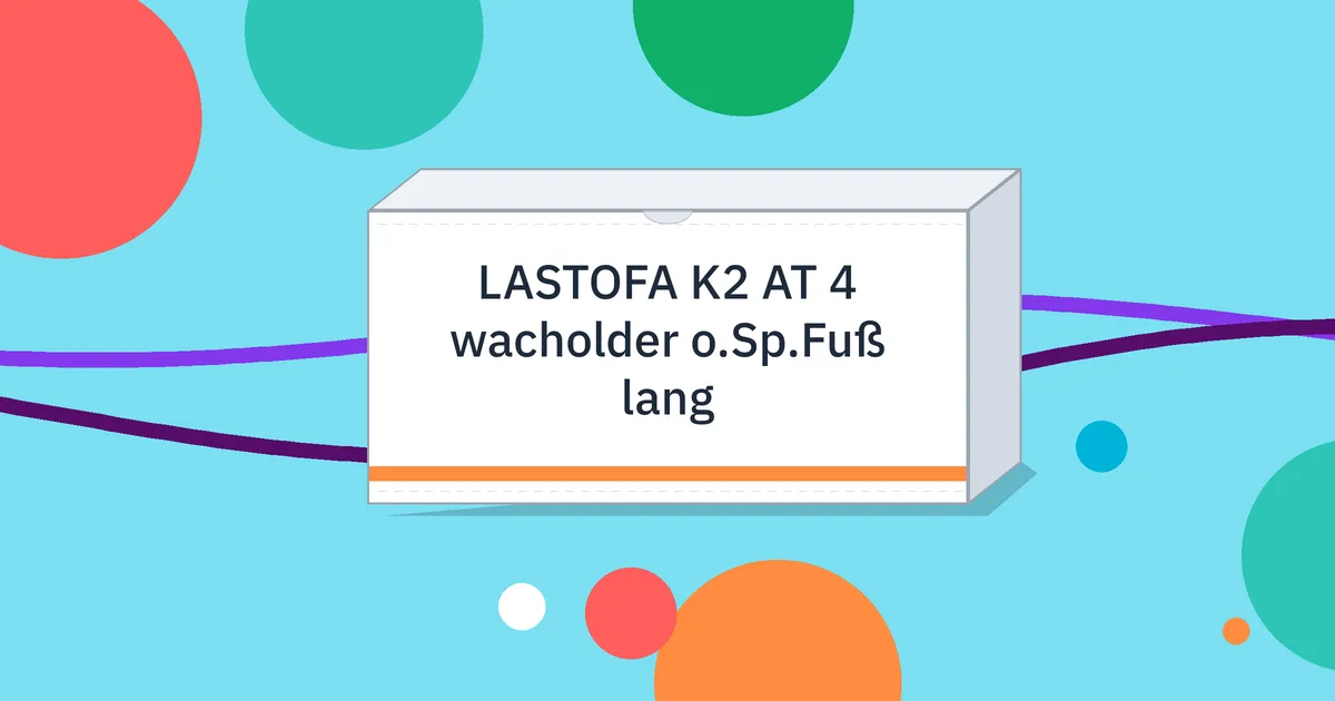 Symbolbild: Packung mit der Aufschrift LASTOFA K2 AT 4 wacholder o.Sp.Fuß lang (PZN 14151725) – Verfügbarkeit und Bezug in Apotheken in Frankfurt am Main
